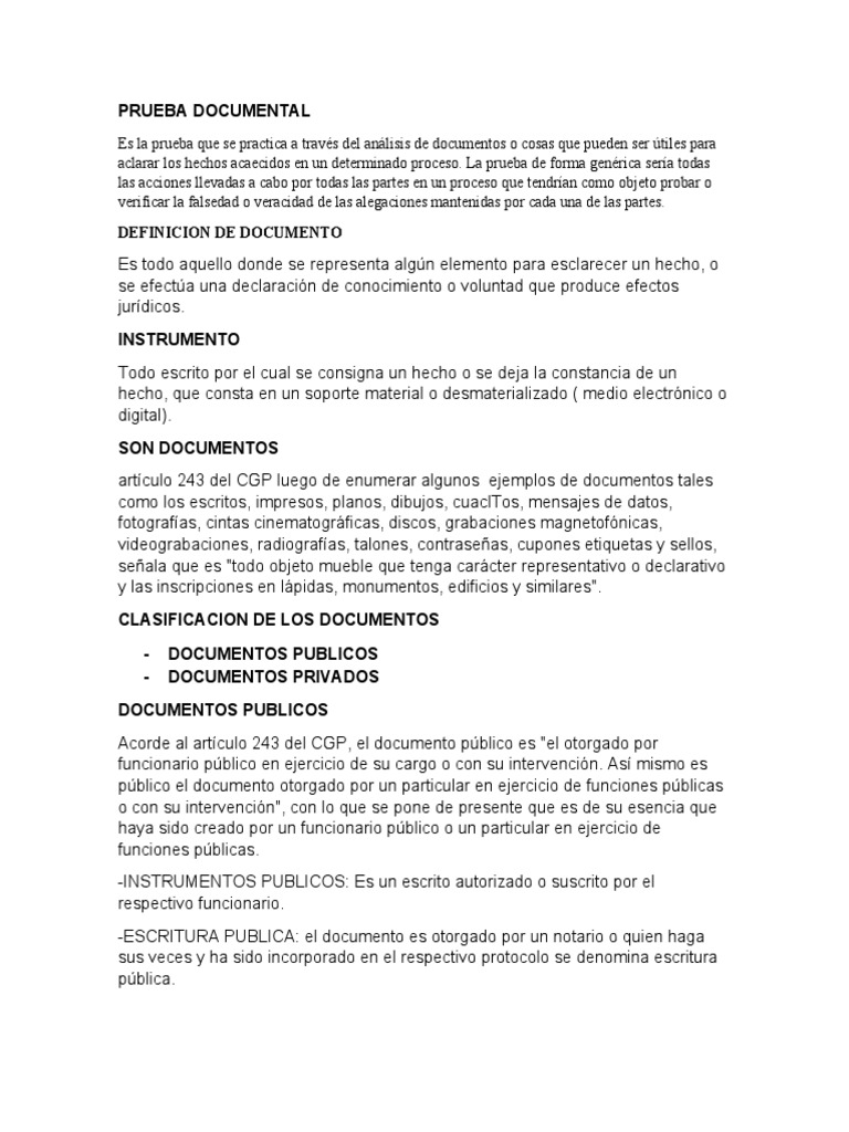 Pruebas Documentales Derecho Probatorio | PDF | Gobierno