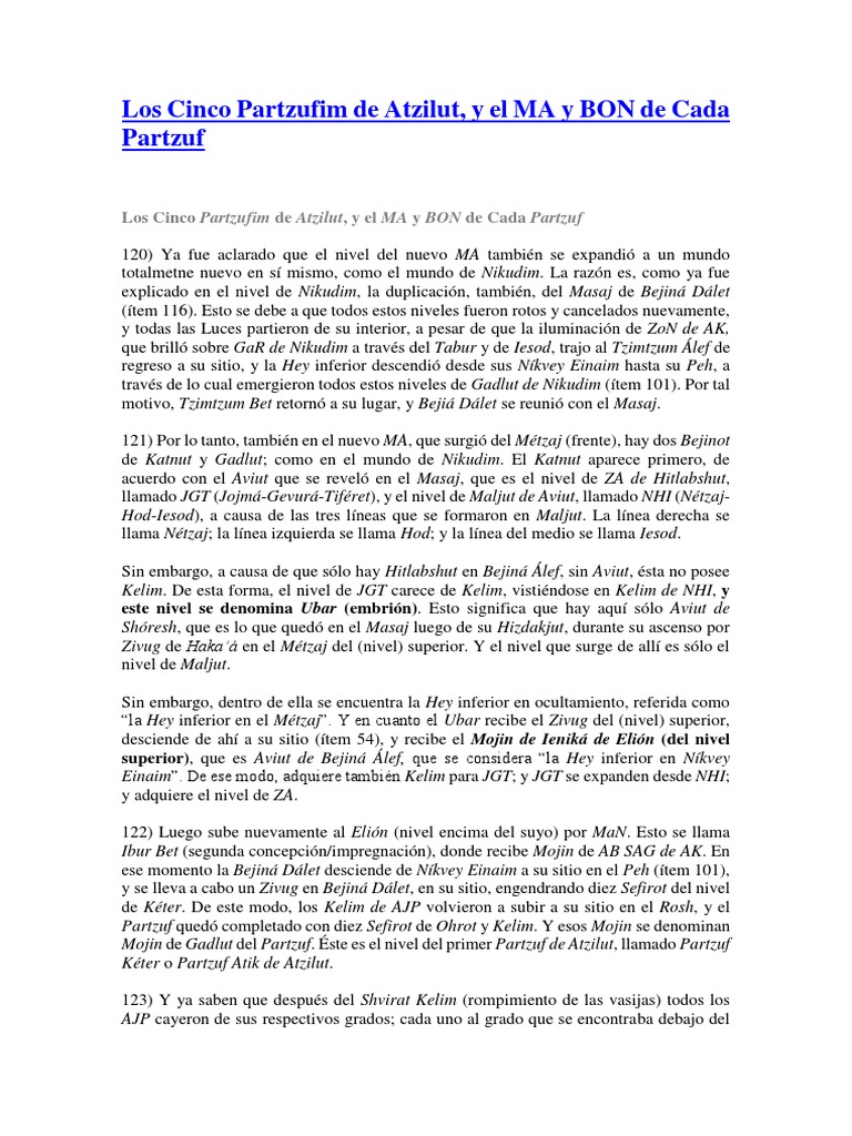 Los Cinco Partzufim de Atzilut | PDF | Palabras y frases semíticas | El ...
