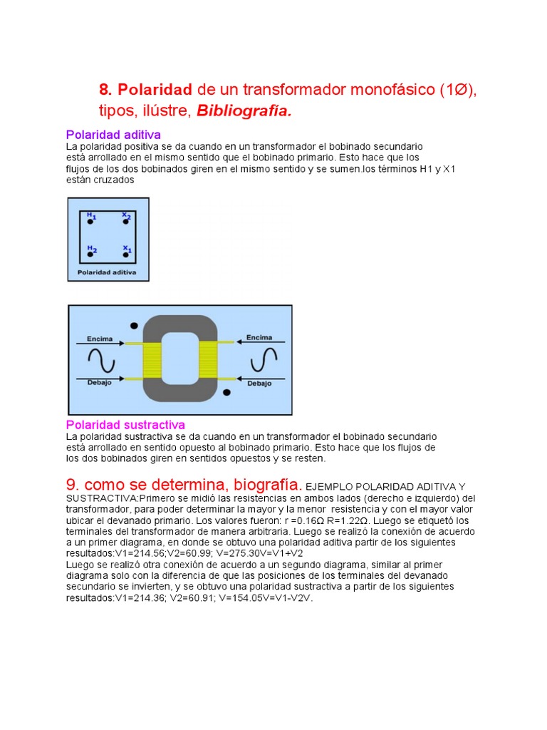 Polaridad Del Transformador | PDF | Transformador | Corriente eléctrica