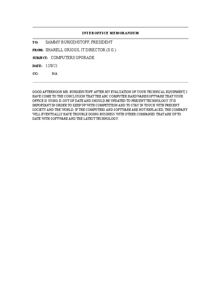 Interoffice Memorandum | PDF