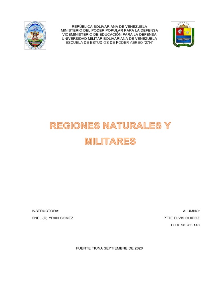 Regiones Naturales y Militares | PDF | Clima | Venezuela