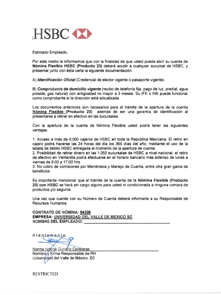 6.-Carta - Cuenta HSBC | PDF