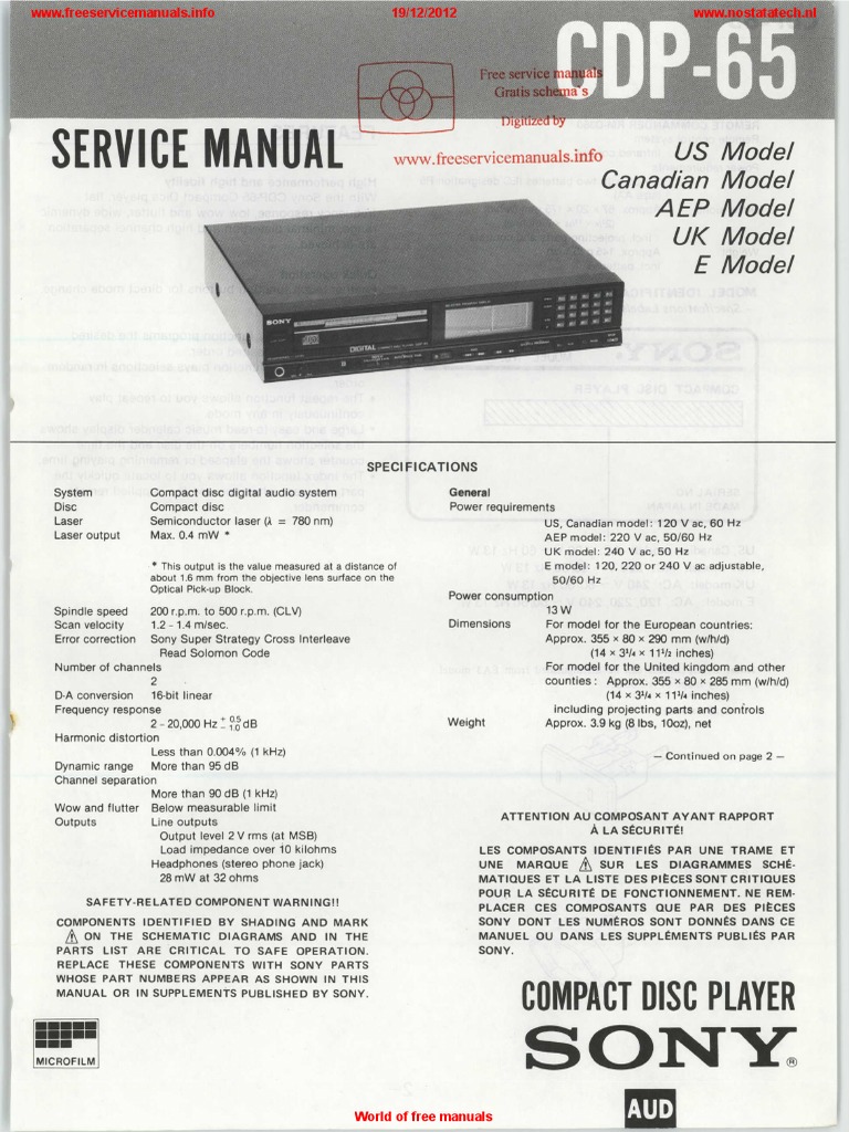 Sony CDP-65 | PDF | Computers
