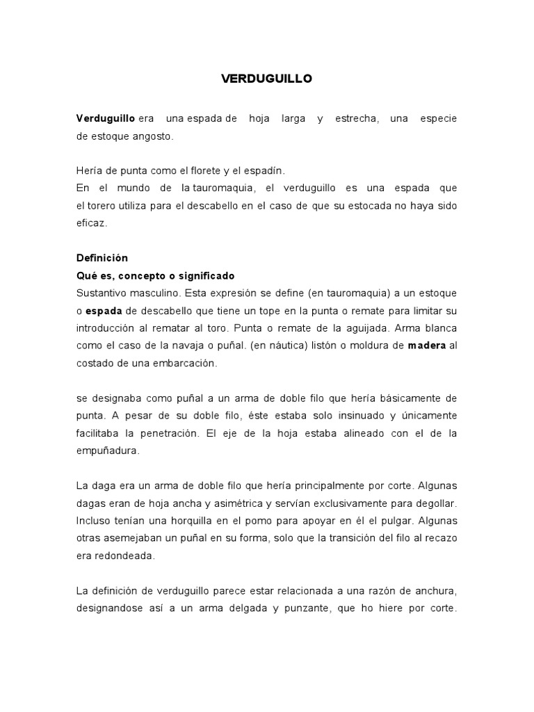 VERDUGUILLO | PDF | Espada | Herramientas