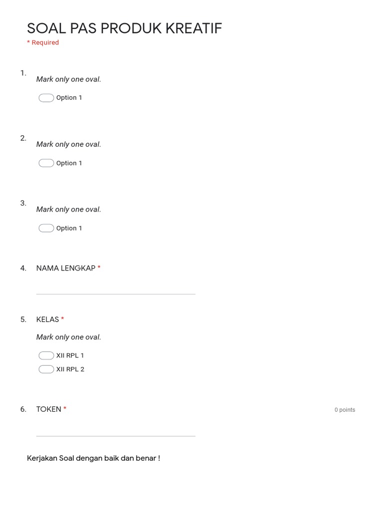Pas Produk Kreatif - Google Forms | PDF