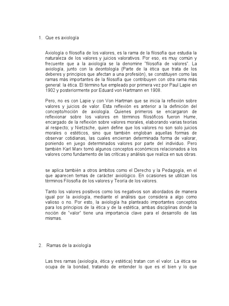Axiología o Filosofía de Los Valores | PDF | Axiología | Moralidad