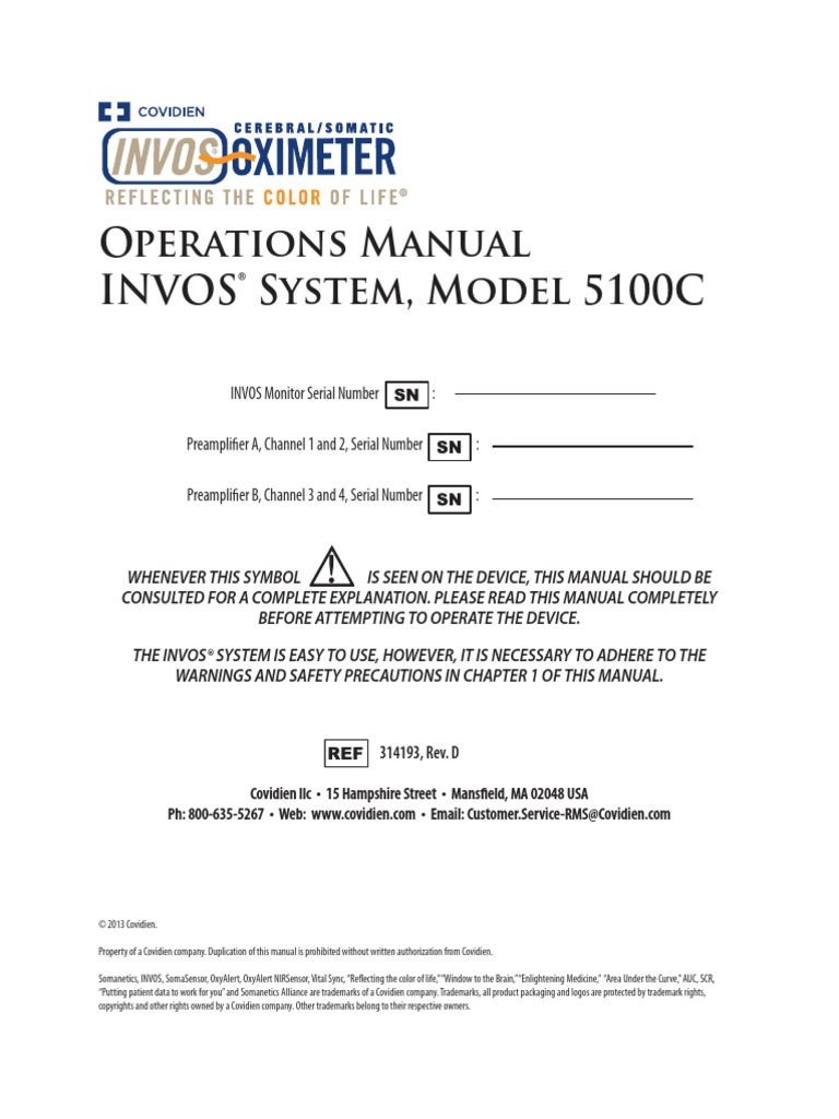 INVOS Cerebral and Somatic Oximeter 5100C OM PDF | PDF | Usb | Hemoglobin
