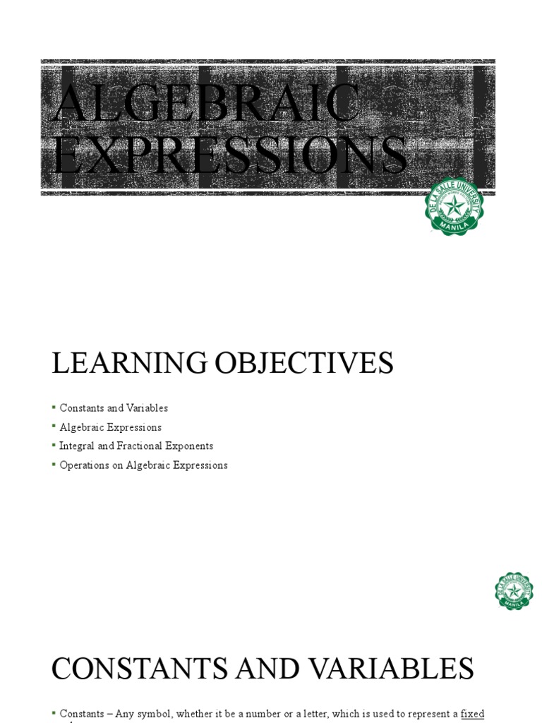 1 Algebraic Expressions | PDF | Division (Mathematics) | Polynomial