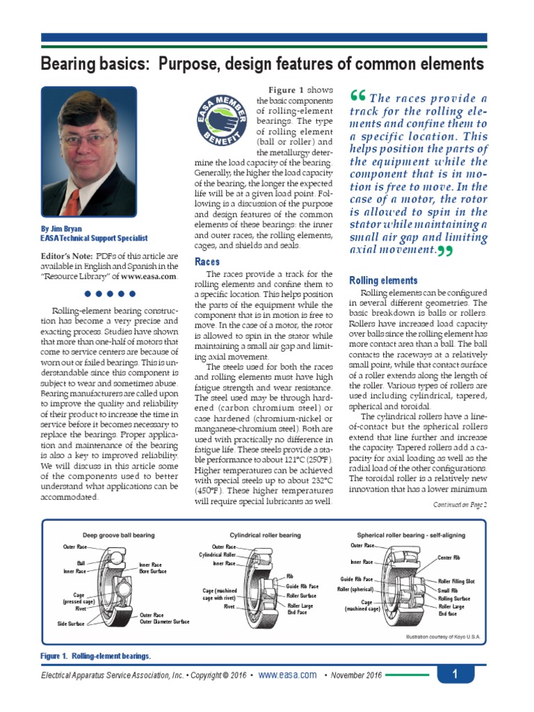 Bearing Basics: Purpose, Design Features of Common Elements | PDF ...