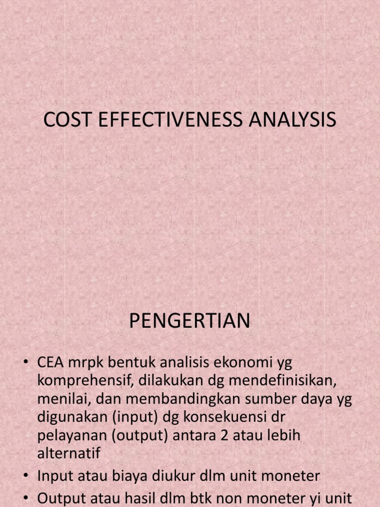 Cost Effectiveness Analysis | PDF