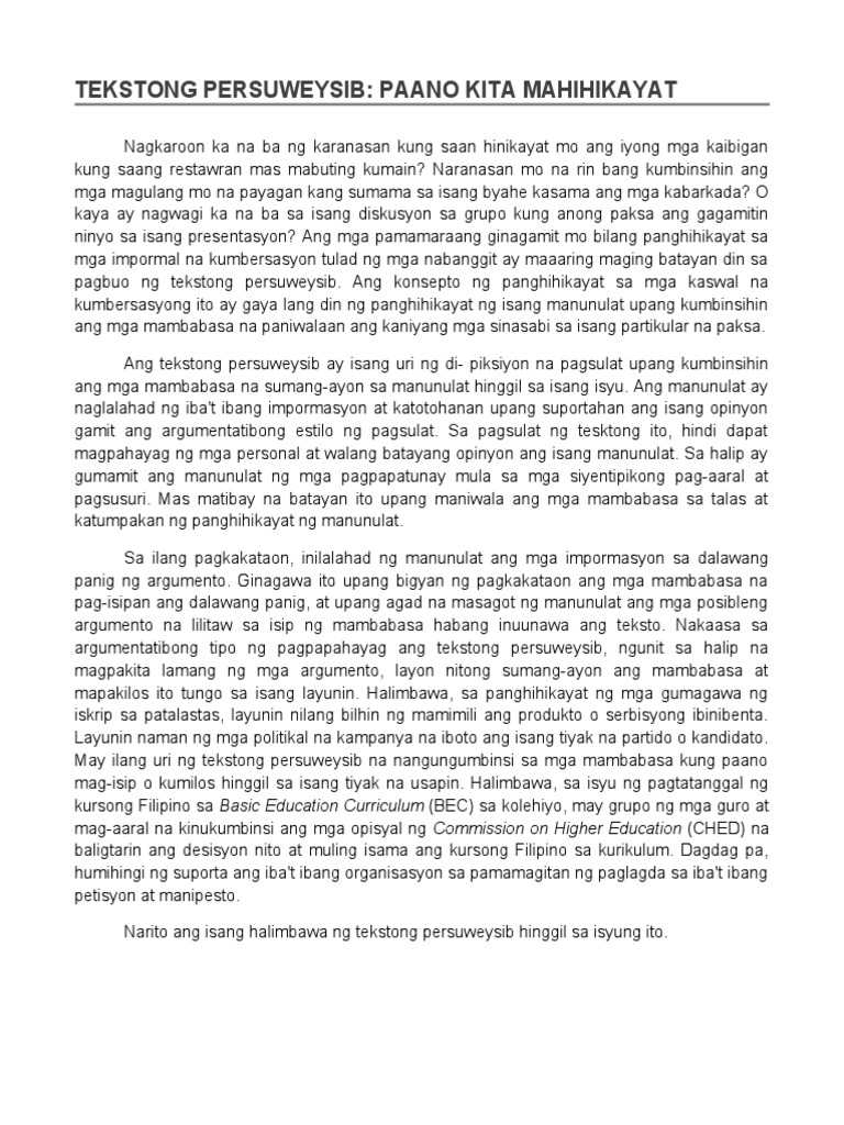 Tekstong Persuweysib | PDF