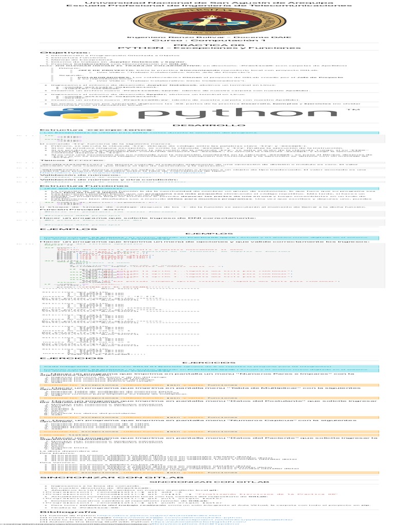 Practica 06 Funciones y Excepciones | PDF | Programa de computadora | Programación