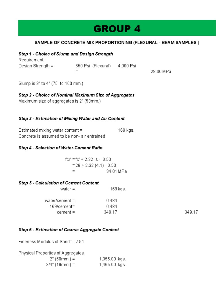 Concrete Mix Design - Flex-Beam Sample | PDF | Composite Material ...