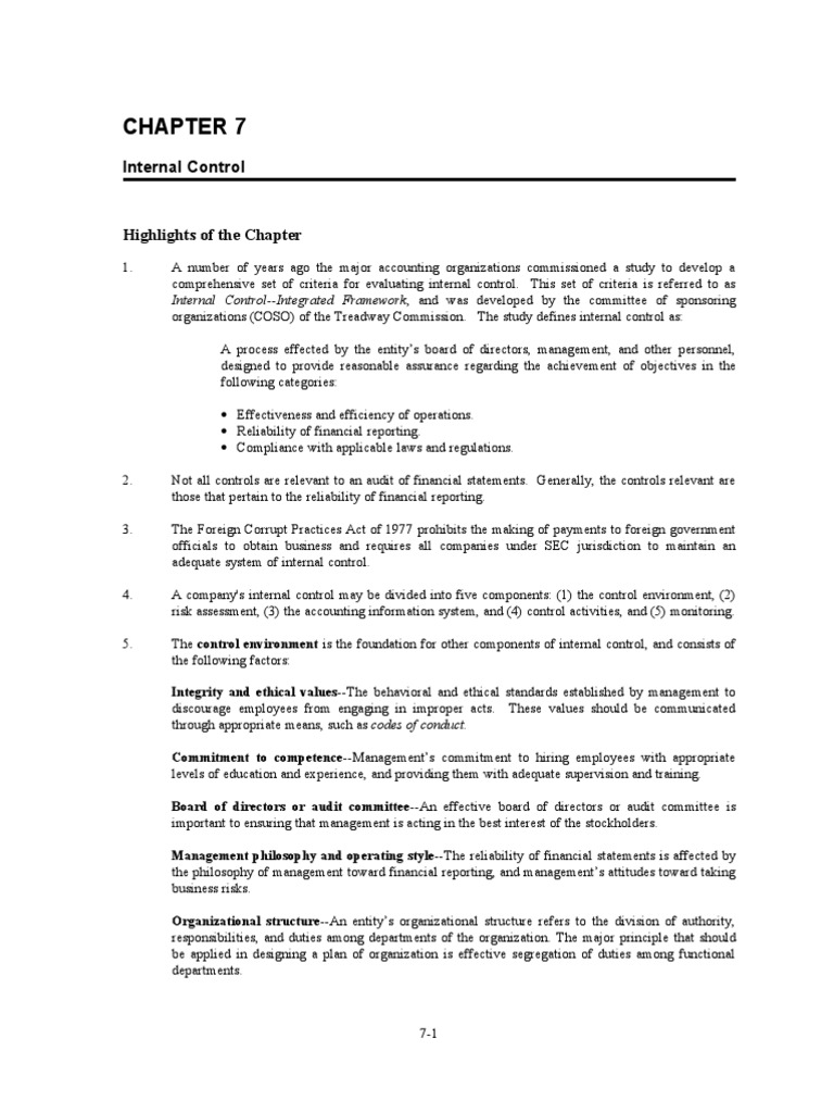 ch07 Studyguide | PDF | Internal Control | Internal Audit