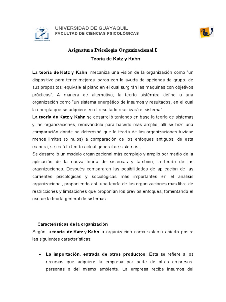 Teoría de Katz y Kahn | PDF | Sistema | Entropía