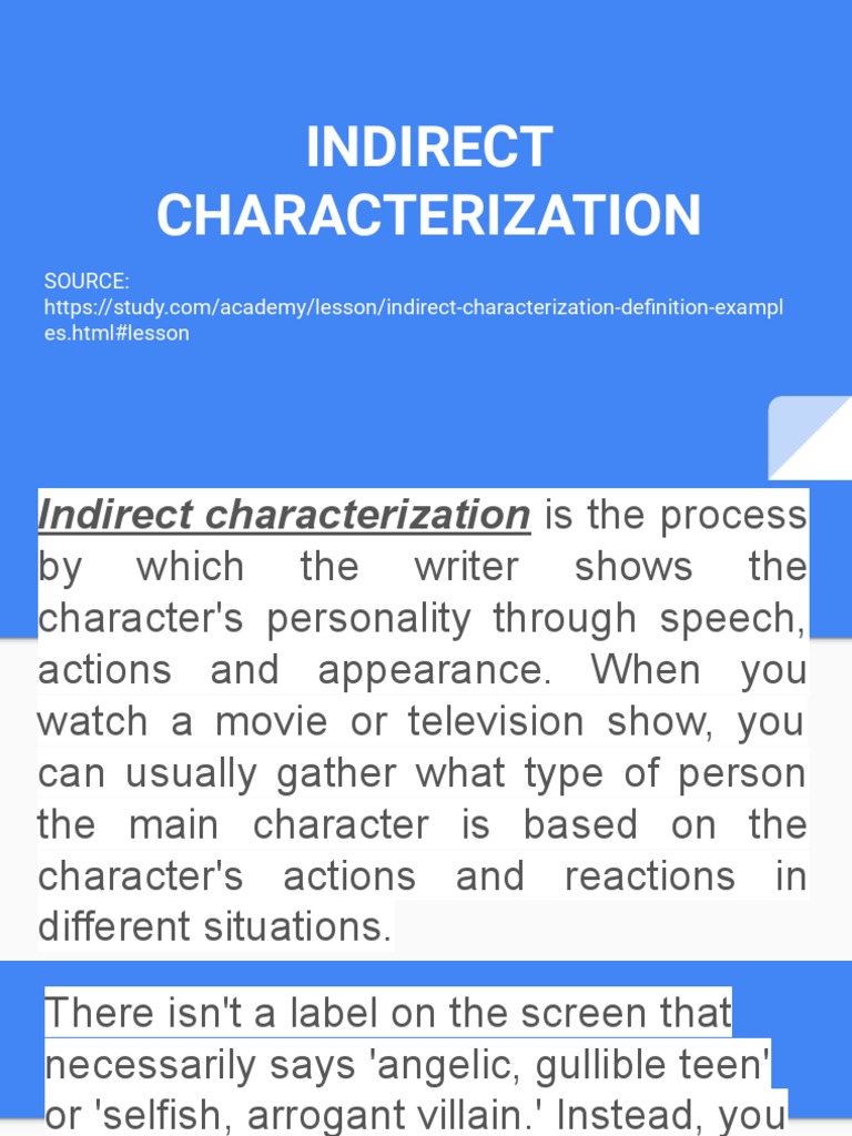 Understanding Indirect Characterization | PDF