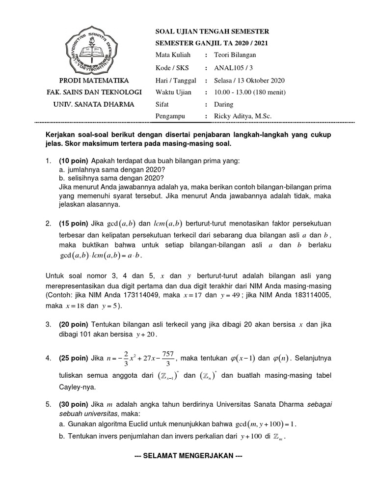 Soal Teori Bilangan | PDF
