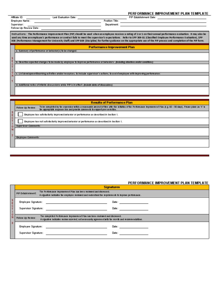 Performance Improvement Plan Template 04 | PDF | Performance Appraisal ...