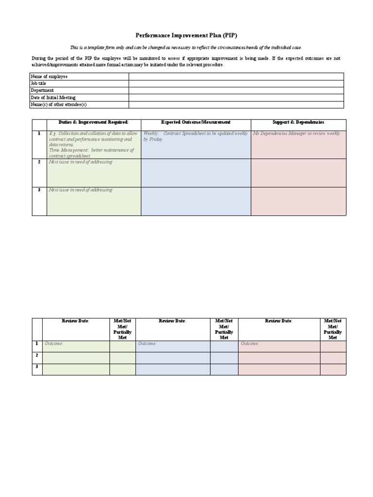 Performance Improvement Plan Template 03 | PDF