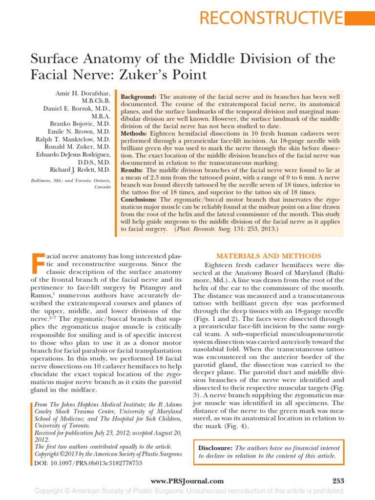 Facial Nerve, Zuker's Point | PDF | Face | Human Anatomy