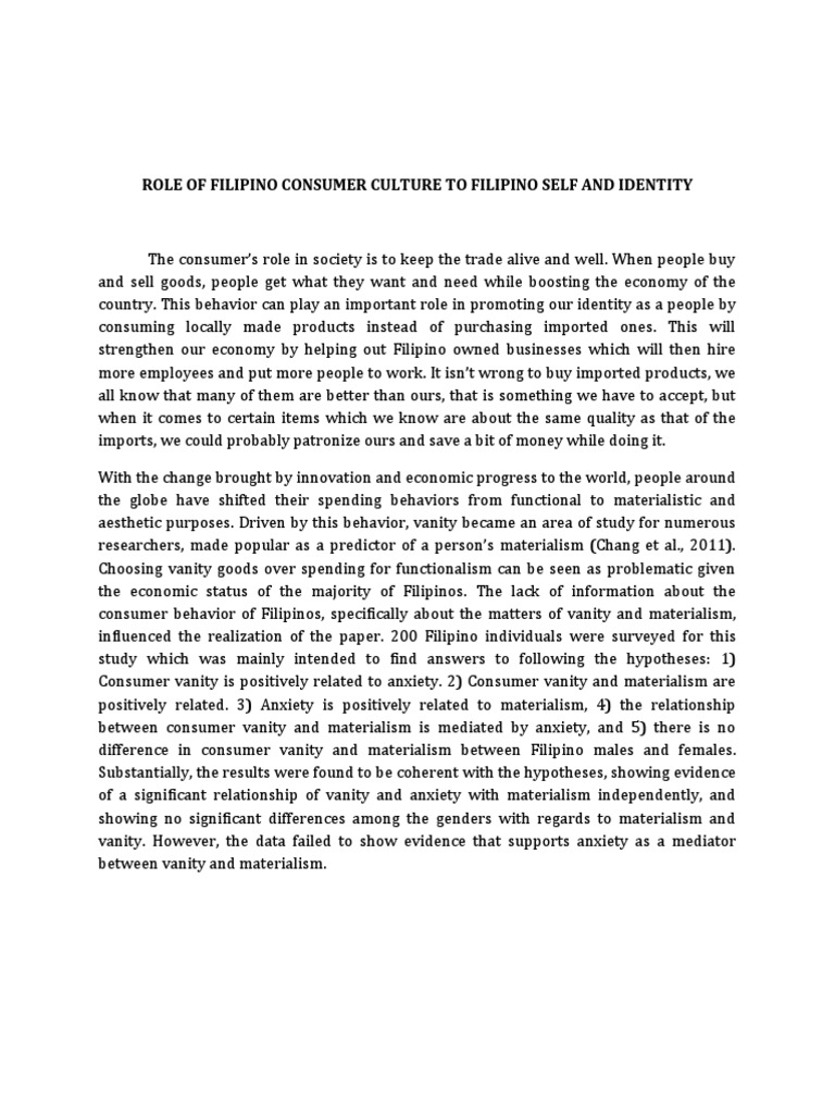 Filipino Consumer Culture Insights | PDF | Social Science | Self ...