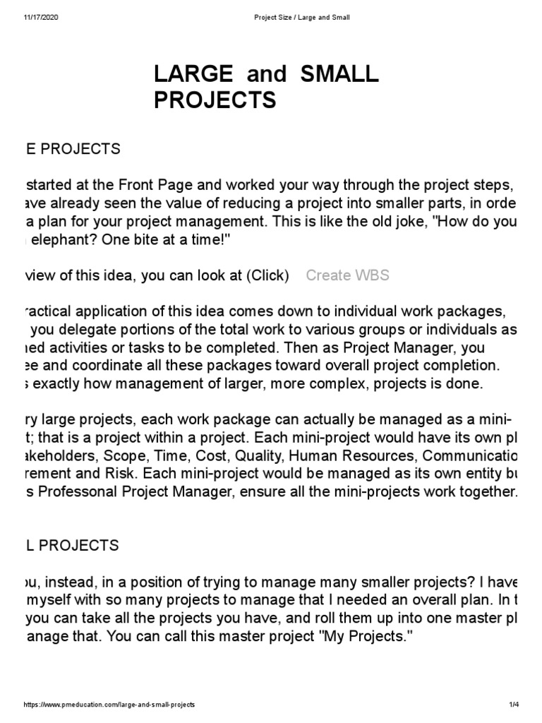 Project Management: Large vs. Small | PDF | Project Management | Economies