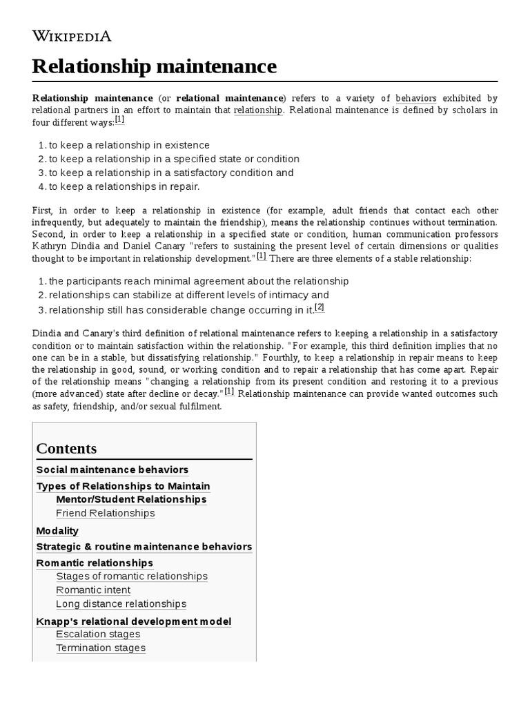 Relationship Maintenance | PDF | Psychology | Psychological Concepts
