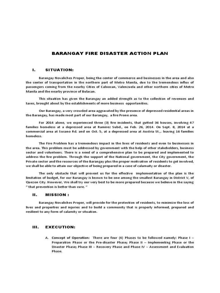 Barangay Fire Action Plan | PDF | Emergency | Emergency Evacuation