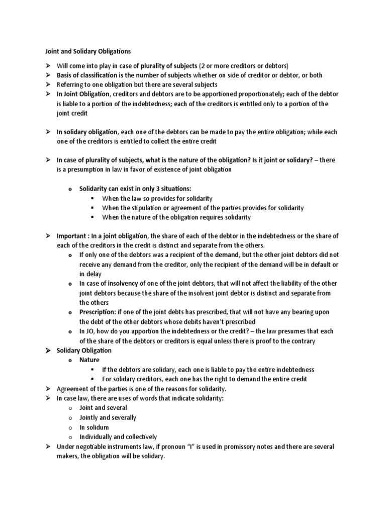 Joint and Solidary Obligations | PDF | Government Information | Common Law
