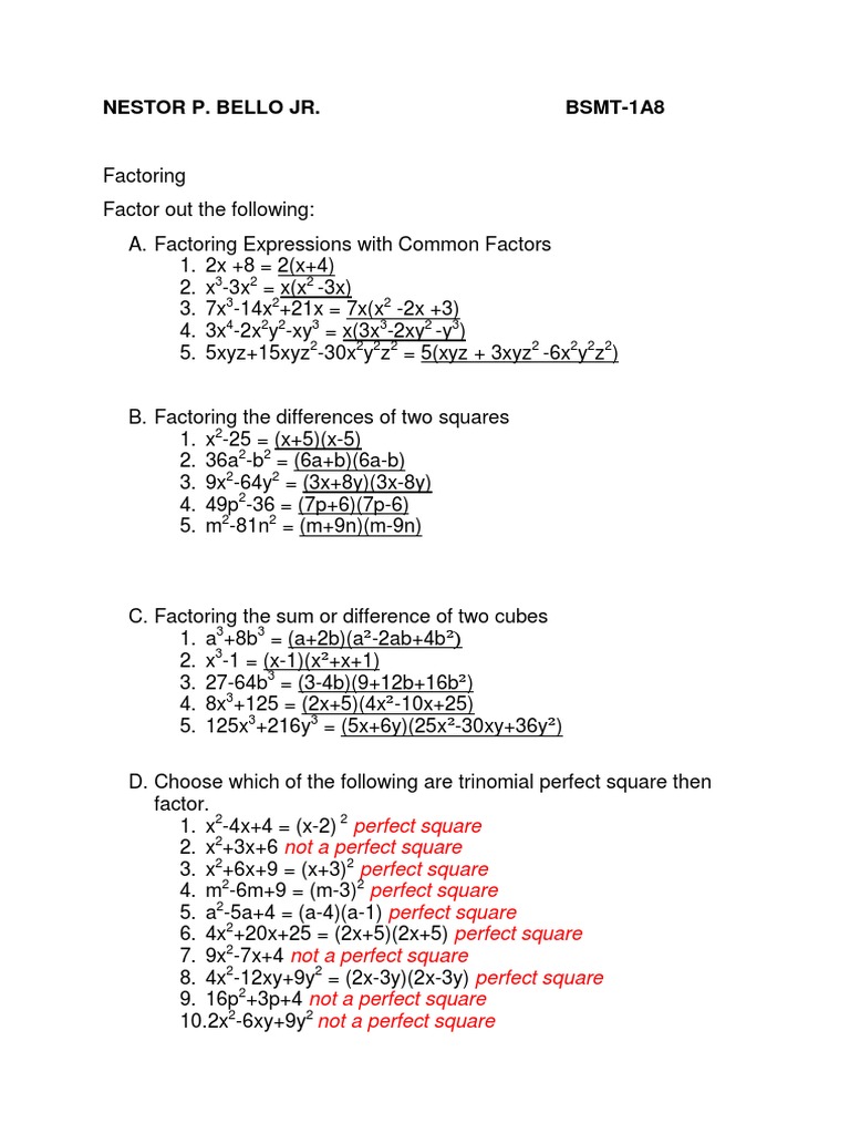 Factoring Expressions: A Guide to Factoring Various Types of ...