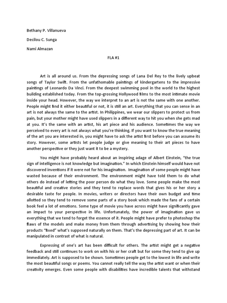 Art Appreciation Essay | PDF | Psychological Concepts