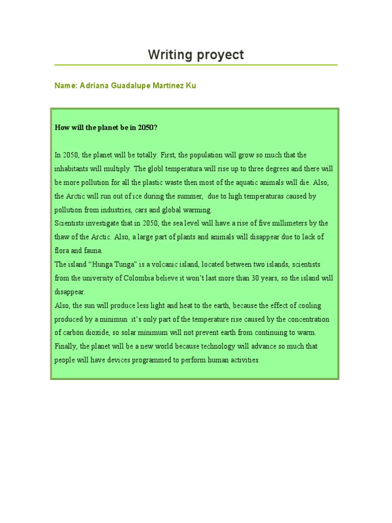Writing Proyect: Name: Adriana Guadalupe Martínez Ku | PDF