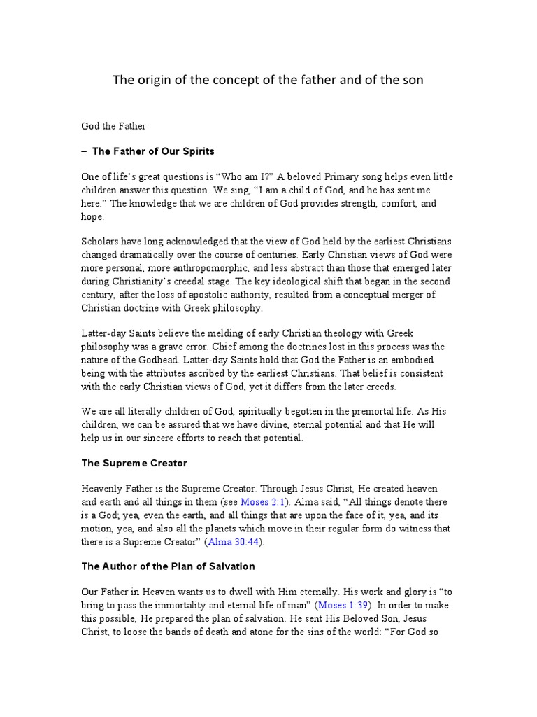 The Origin of The Concept of The Father and of The Son | PDF | God The ...