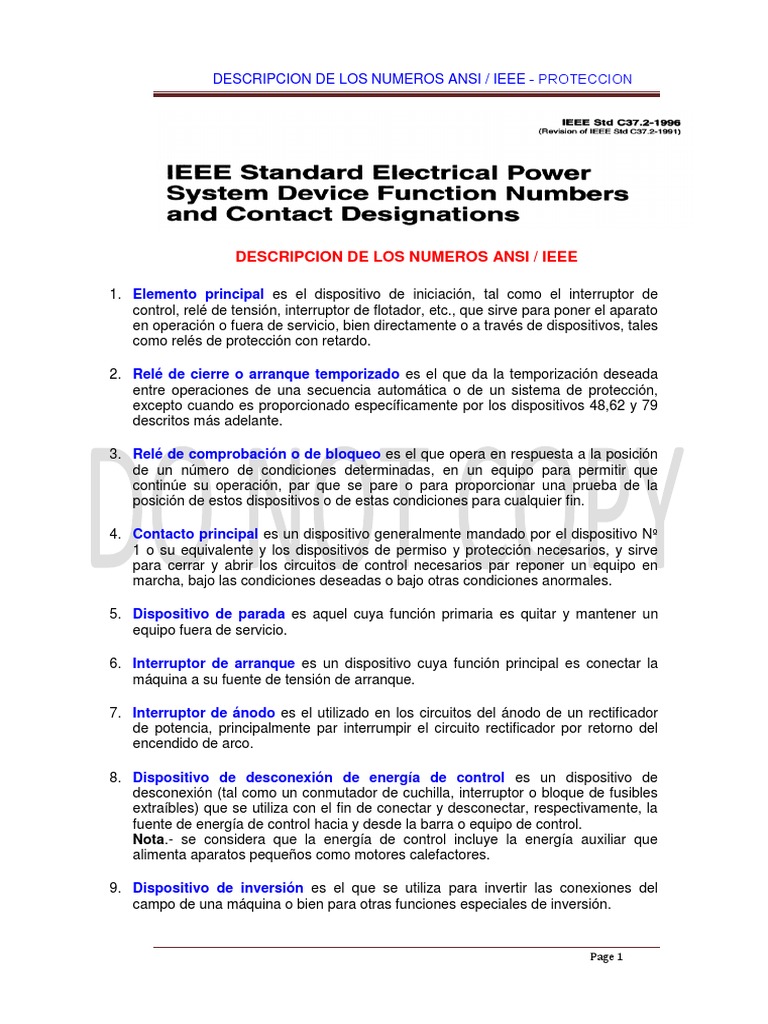 Codigos ANSI | PDF | Relé | Corriente alterna