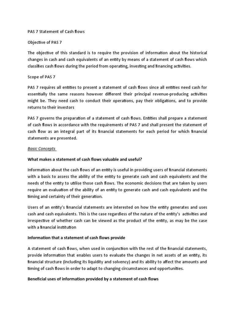 PAS 7 Statement of Cash Flows | PDF | Cash And Cash Equivalents | Overdraft