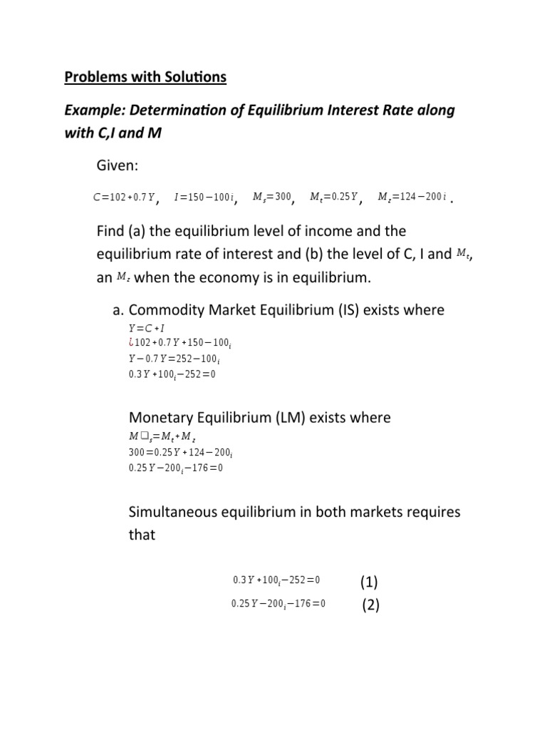 Determination of Equilibrium Interest Rate | PDF | Chemical Equilibrium ...