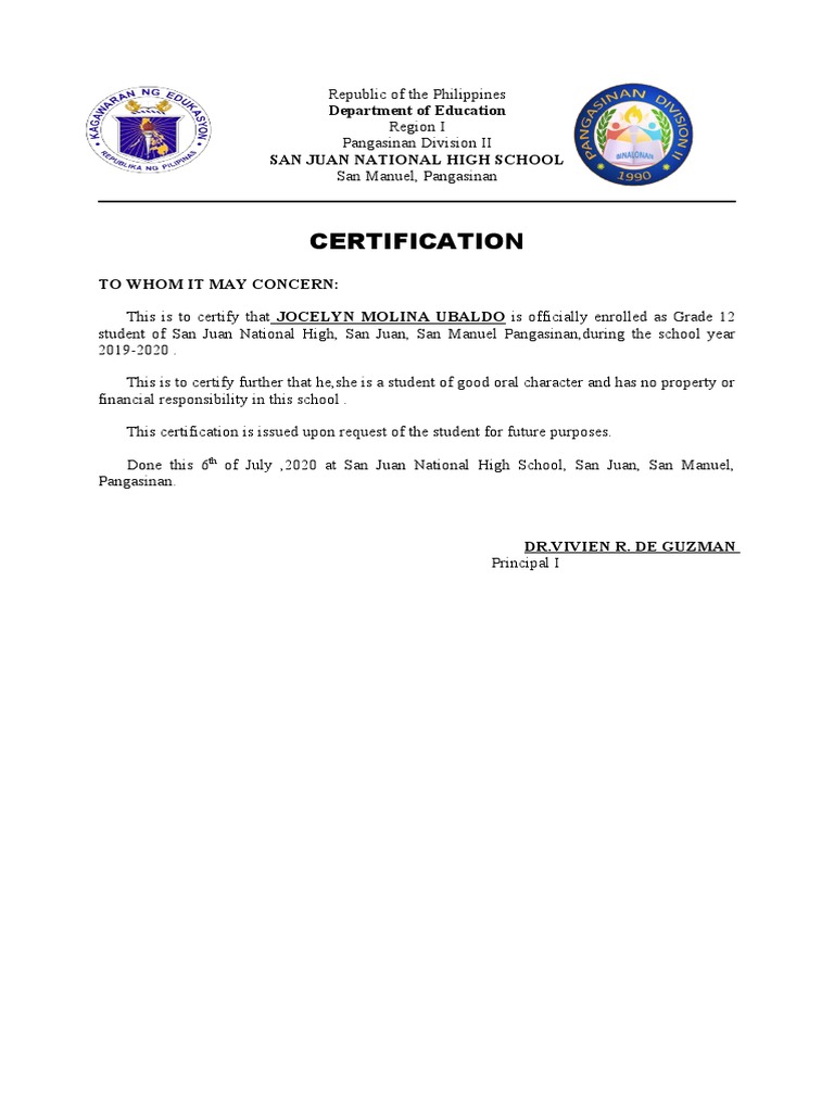 Certification: Department of Education | PDF | Wellness
