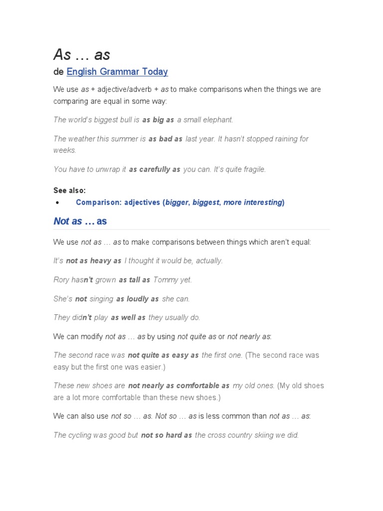 As As: English Grammar Today | PDF