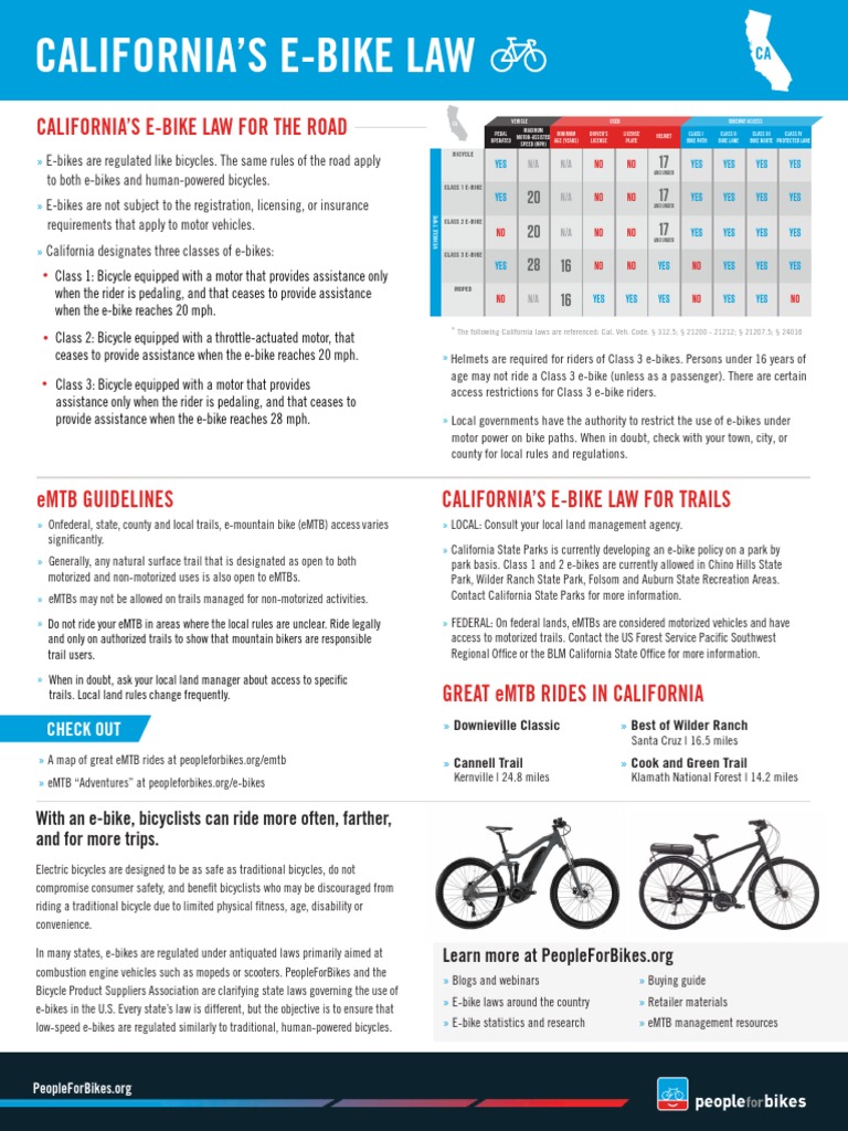 E Bike Law Handouts - CA - 2020 1 | PDF | Trail | Cycling Infrastructure