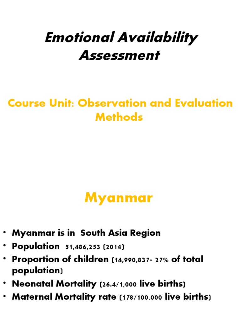 Emotional Availability Assessment: Course Unit: Observation and ...