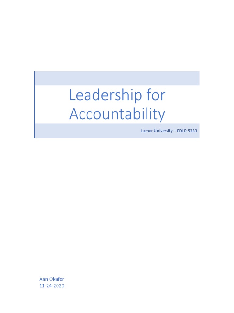 5333 Leadership For Accountability PDF | PDF | Lesson Plan | Teachers