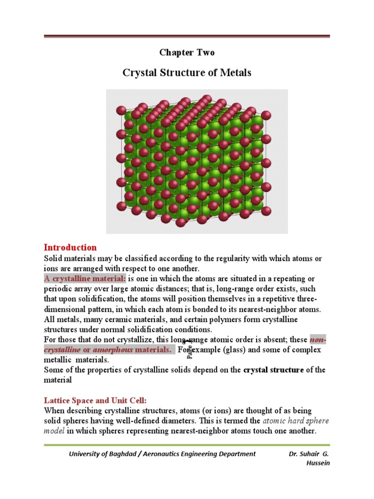 Crystal Structure of Metals: Chapter Two | PDF | Crystal Structure | Crystal