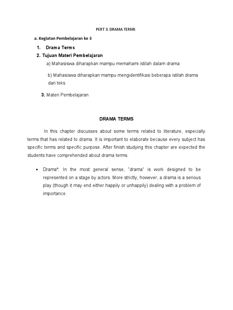 Pert 3-Drama Terms | PDF | Monologue | Play (Theatre)