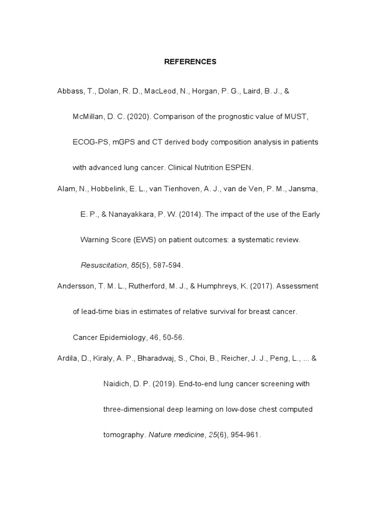 References: Resuscitation, 85 (5), 587-594 | PDF | Lung Cancer | Cancer