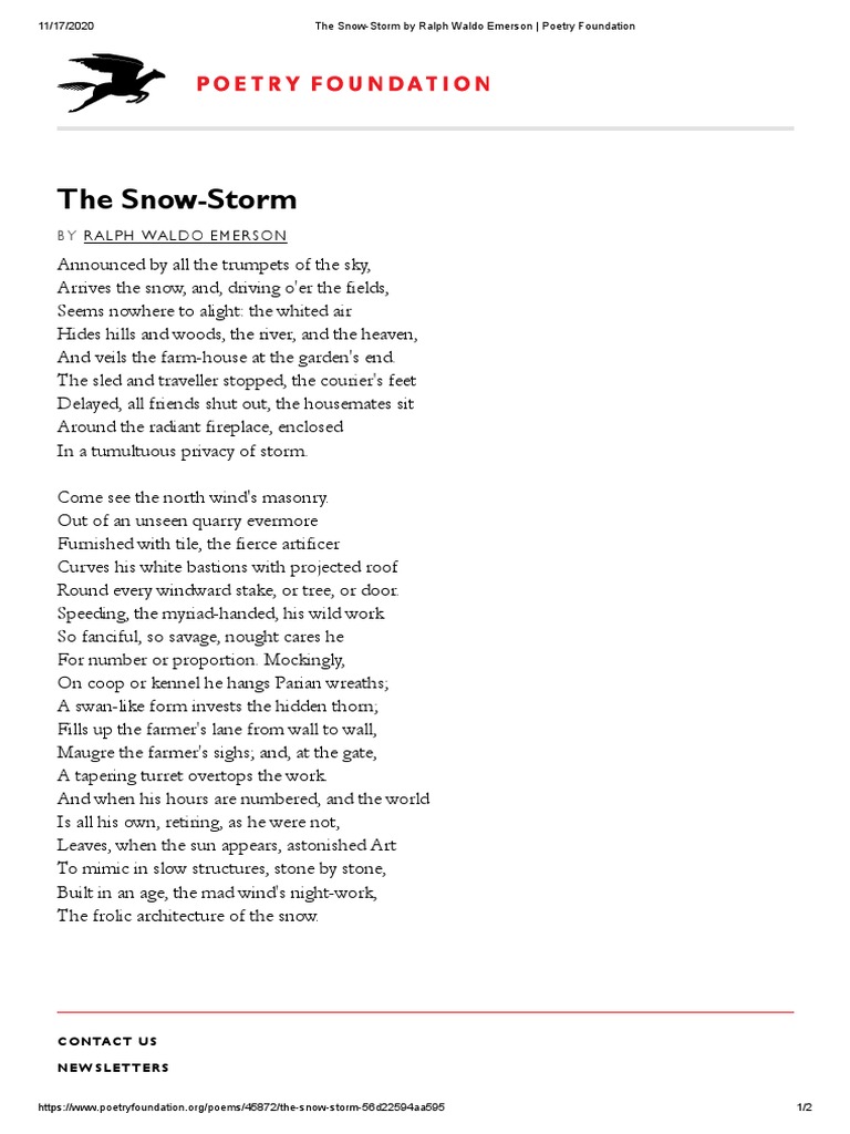 The Snow-Storm by Ralph Waldo Emerson - Poetry Foundation | PDF