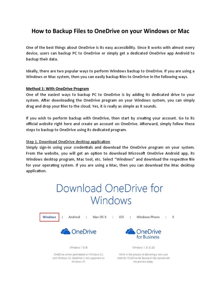How To Backup Files To OneDrive On Your Windows | Download Free PDF ...