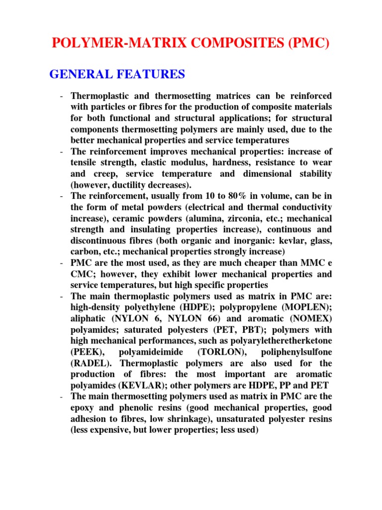 Polymer-Matrix Composites (PMC) : General Features | PDF ...