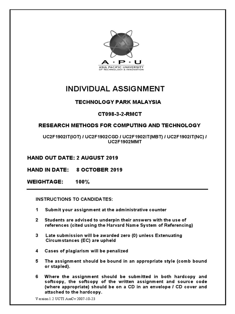 Assignment - APU Level 2 Computing UC2F1902 | PDF | Question ...