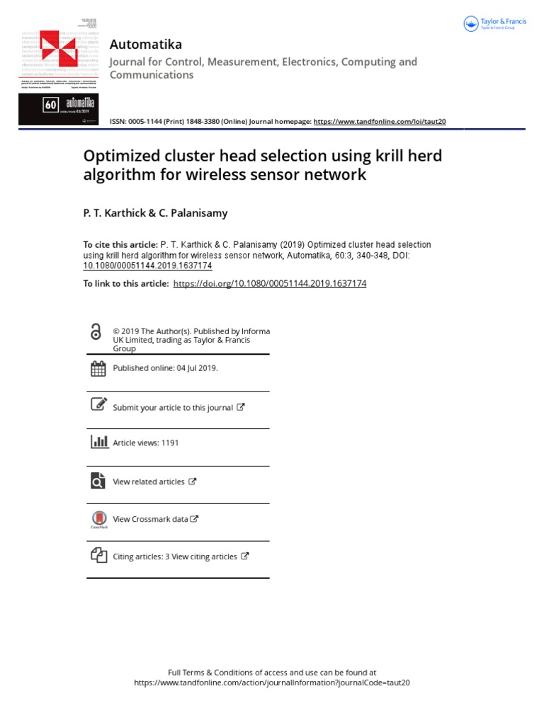 Optimized Cluster Head Selection Using Krill Herd Algorithm For Wireless Sensor Network | PDF ...
