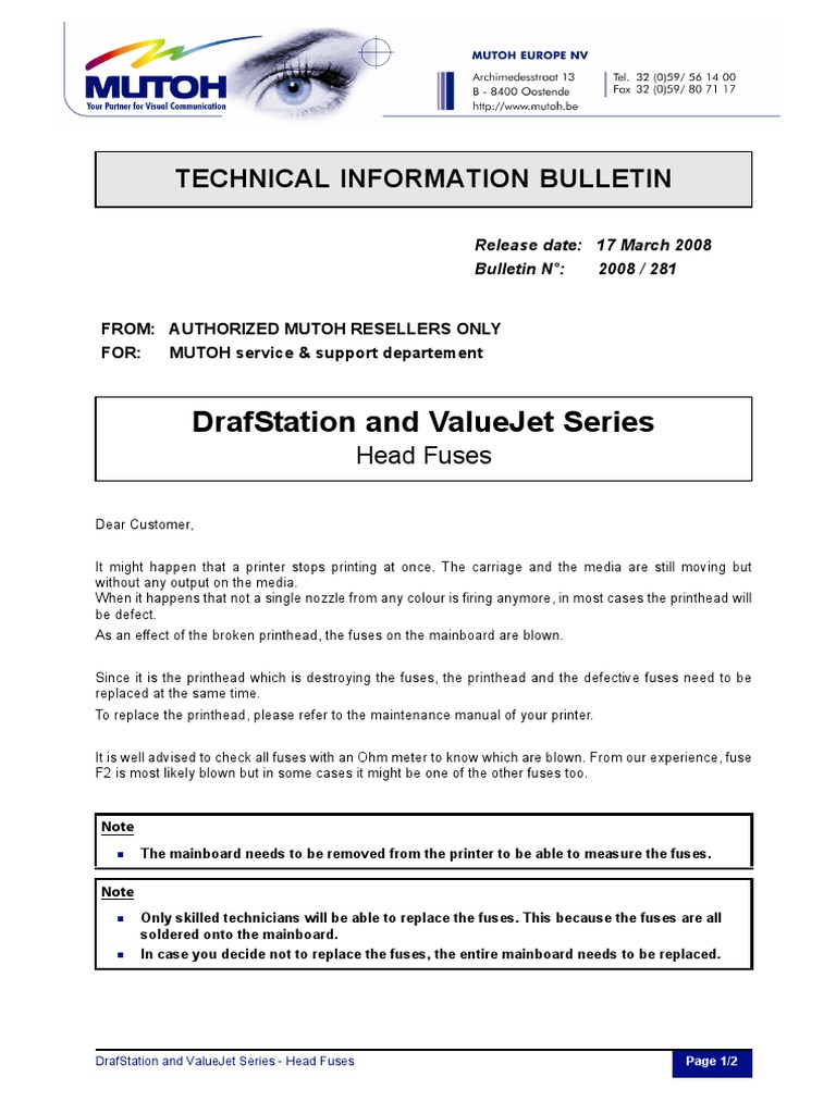 Drafstation and Valuejet Series: Technical Information Bulletin | PDF ...
